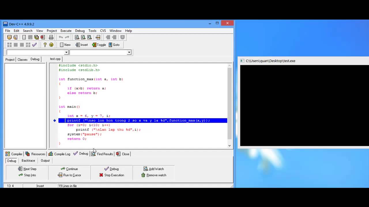 Lập trình C Bài cuối ++ debug trong dev C