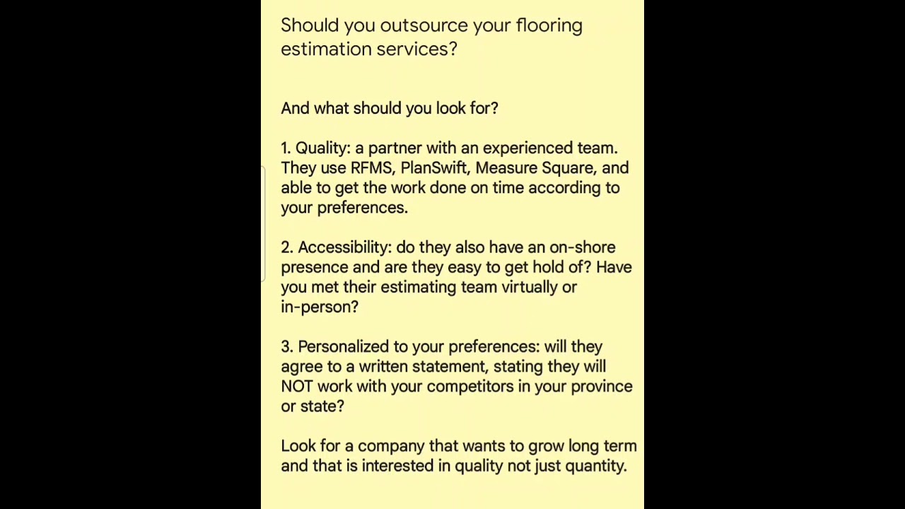 Why you SHOULD or SHOULD NOT outsource your flooring estimation services....
