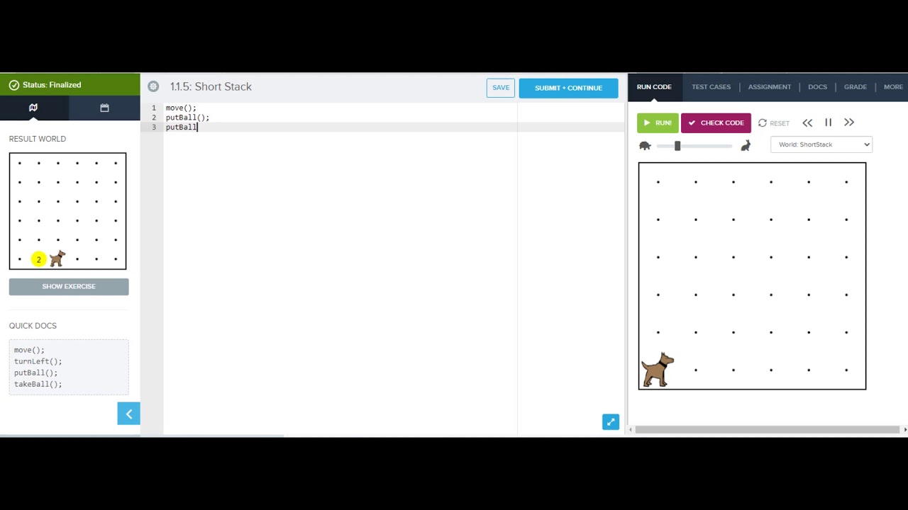 CodeHS - 1.1.5: Short Stack