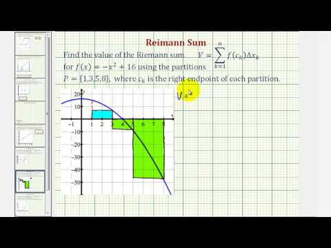 Ex 3: Riemann Sum Using a Quadratic Function (Right Endpoints and Above ...