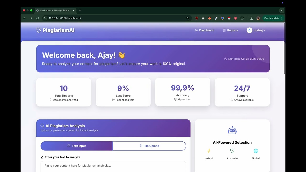 AI Plagiarism Detector using Django & Machine Learning | Python Final Year Project with Source Code