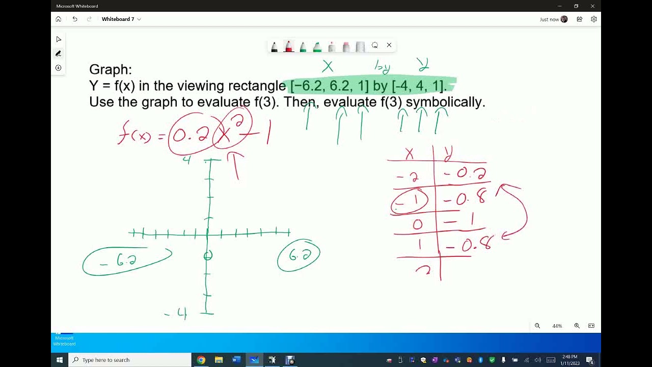 Graphing with a function with a given viewing rectangle