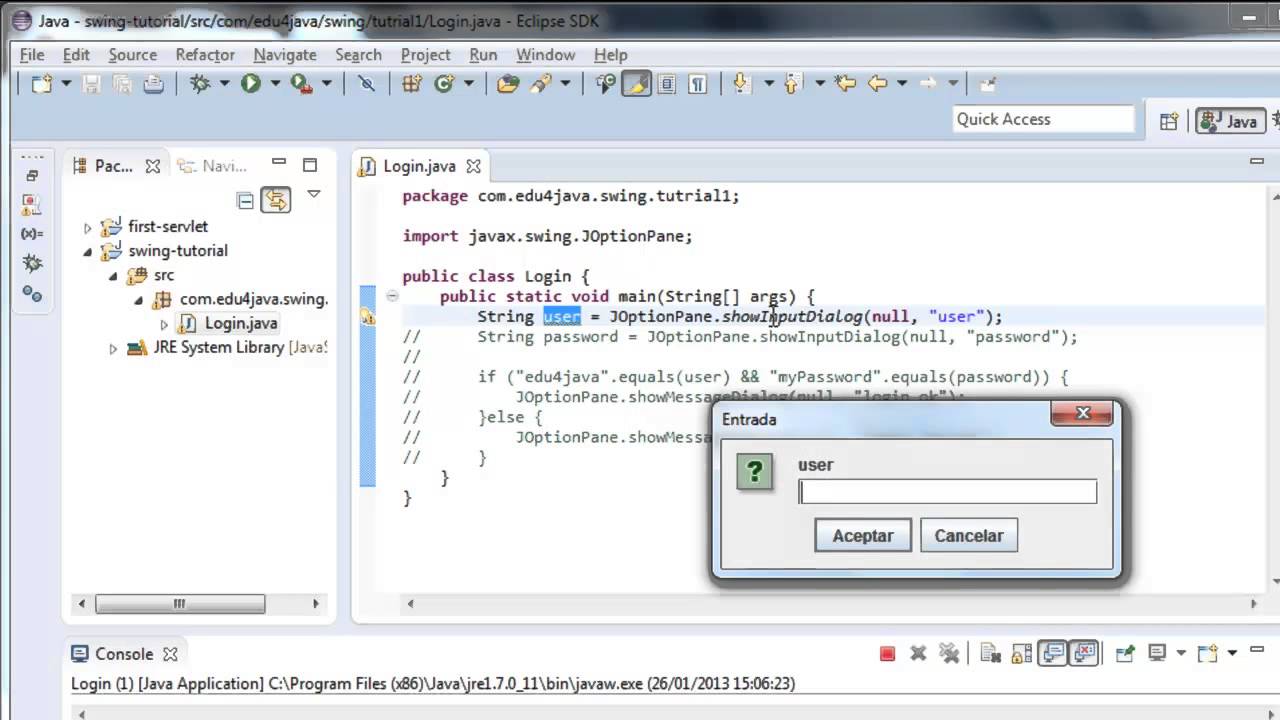 How to use dialog boxes: showMessageDialog and showInputDialog. Java Swing Video Tutorials 1