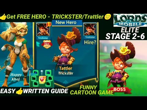 Lords mobile elite stage 2-6| Get FREE HERO- TRICKSTER👍|Lords mobile| FUNNY gaming