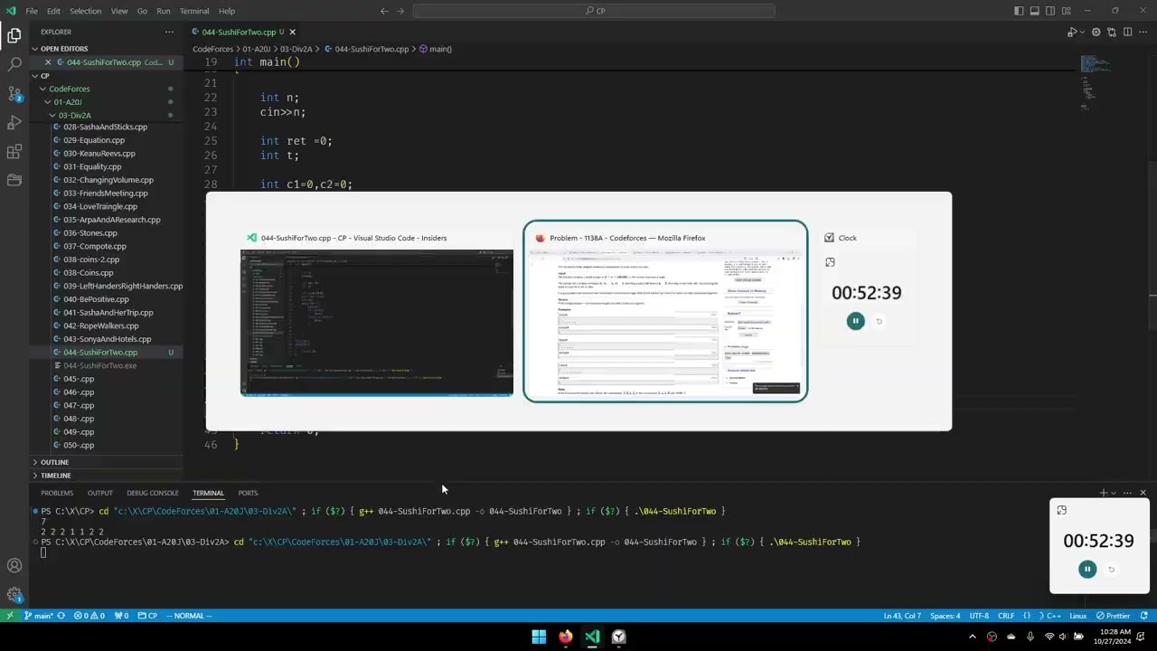 STUDY WITH ME - LEARNING HOW TO PROGRAM - COMPETITIVE PROGRAMMING - CODEFORCES - 1 HOUR LONG