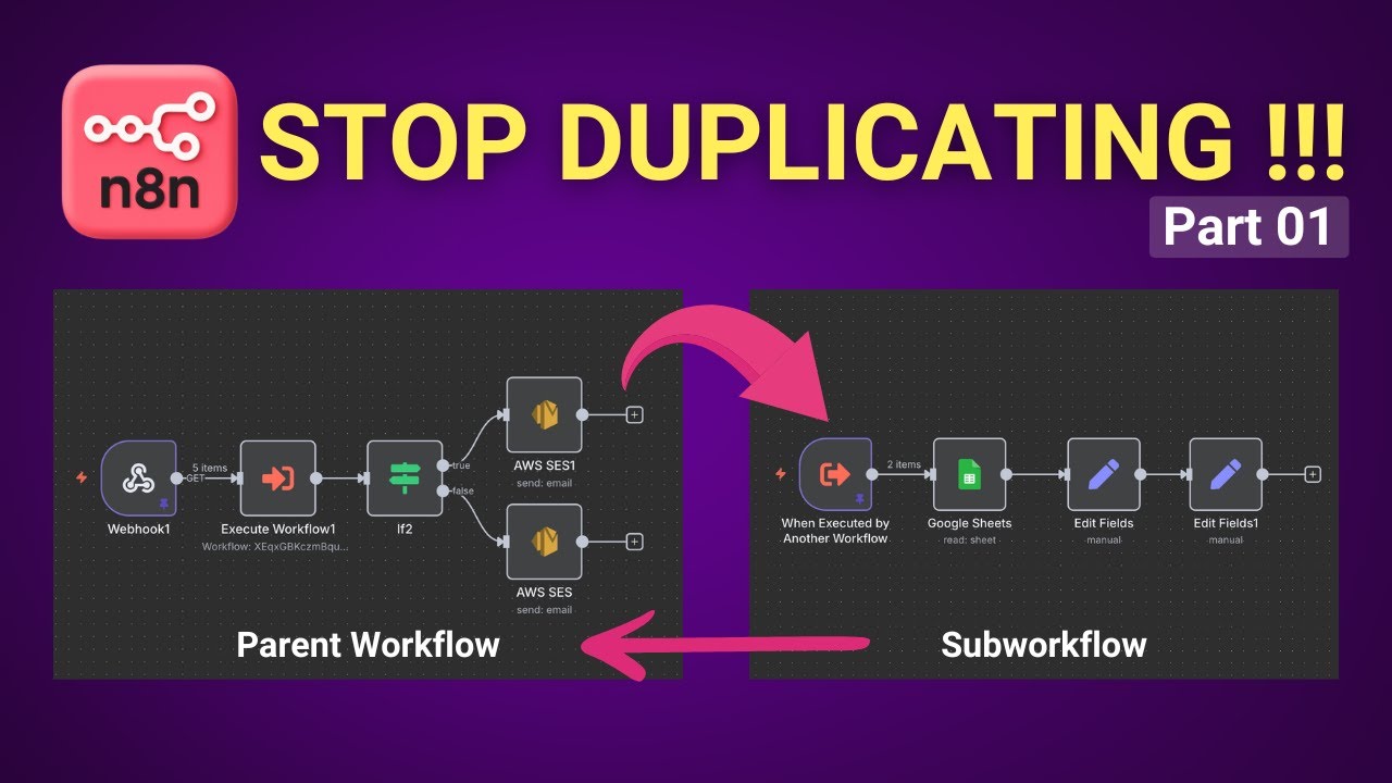 Stop Duplicating Workflows! | Create Sub-Workflows in n8n for AI Automation | n8n Course Tutorial