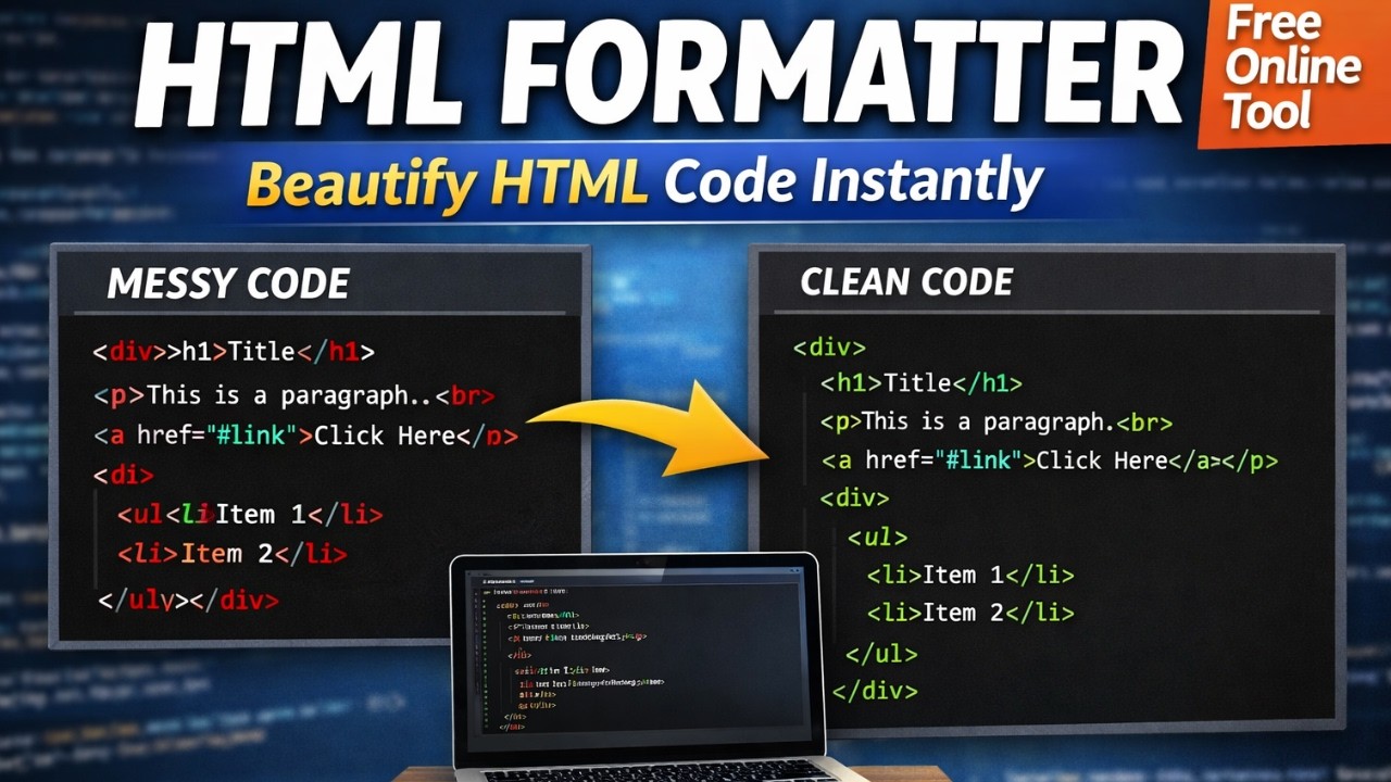 HTML Formatter Online Tool – Beautify HTML Code Instantly | HTML Beautifier Online