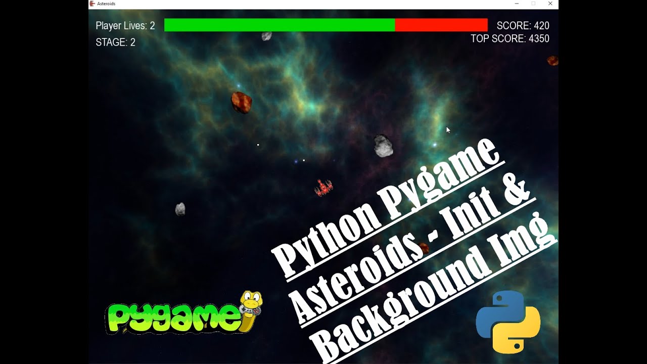 Asteroids - Pygame Init and Load Background | Python | Pygame | Coding | Walkthrough