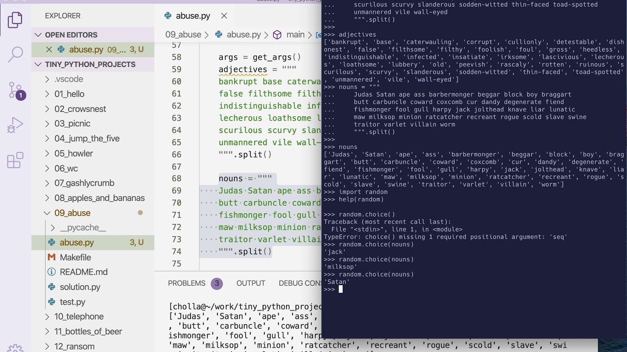 Tiny Python Projects: Ch 9 Pt 5 (Using randomness)