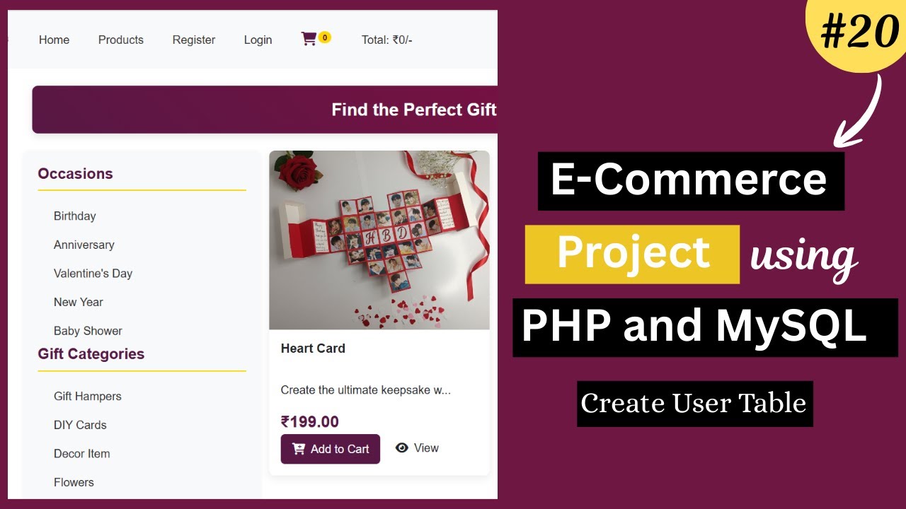 E-Commerce Website Project Using PHP & MySQL | Admin & User Panel | Create User Table - 20