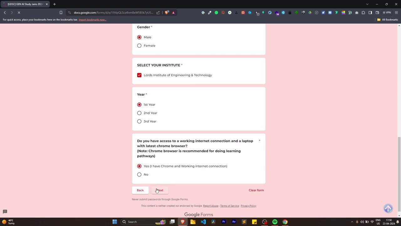 Fill GEN AI Study Jams Google Form GUIDE