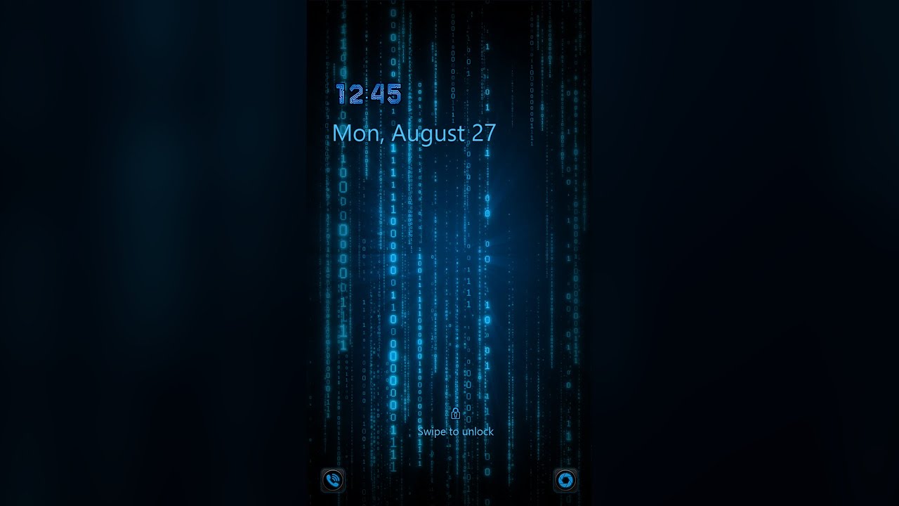 Galaxy Premium Theme - Blue Binary Code Animated Lockscreen
