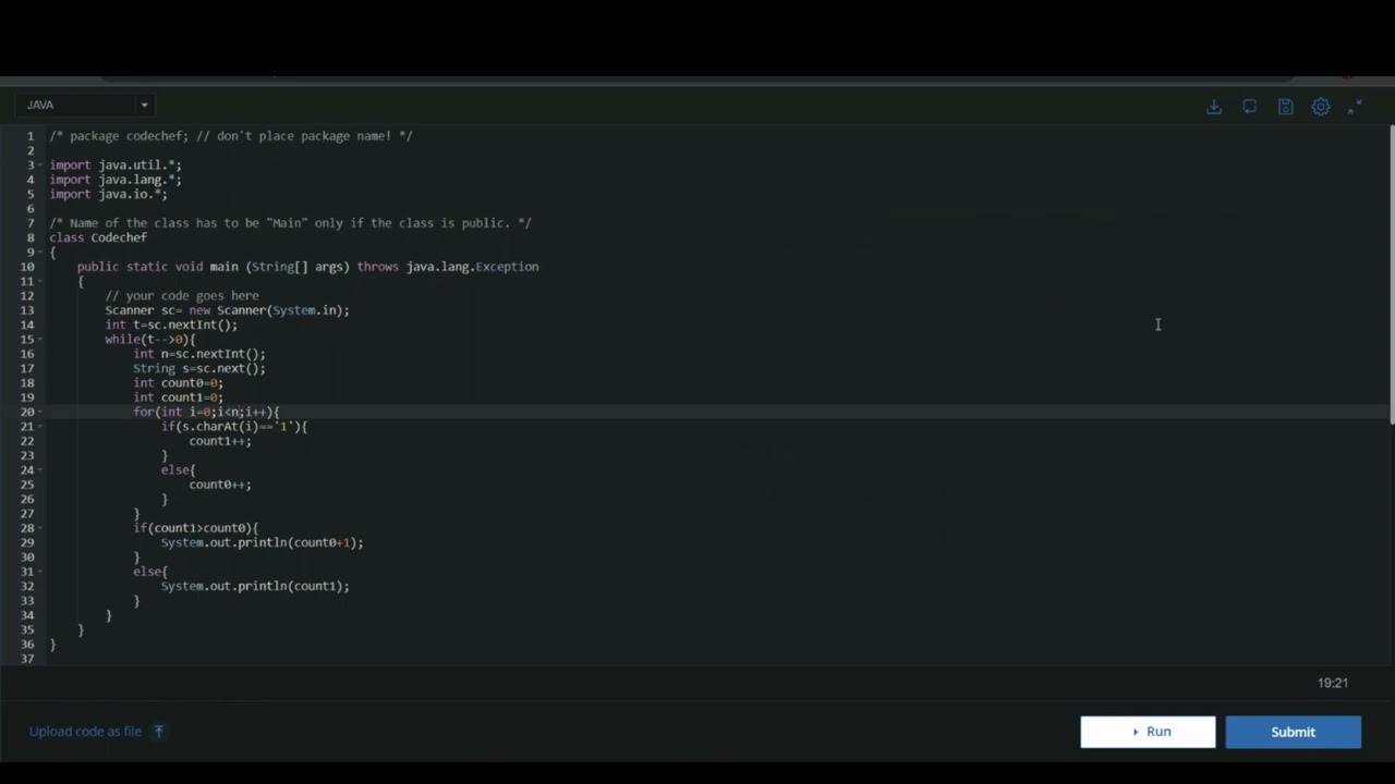 Zero String | Codechef | Starters76 | JAVA | CodeGood