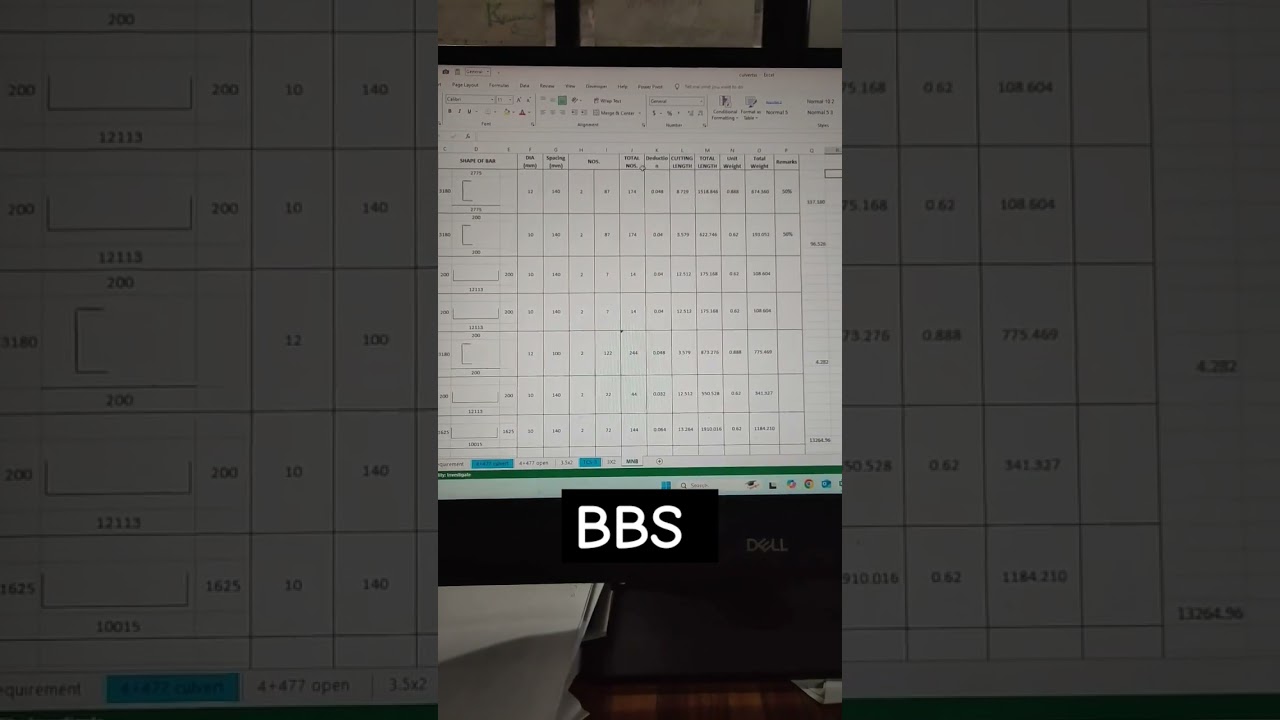 BBS | How to make BBS | Bar bending Schedule | Format of BBS #shorts #bbs
