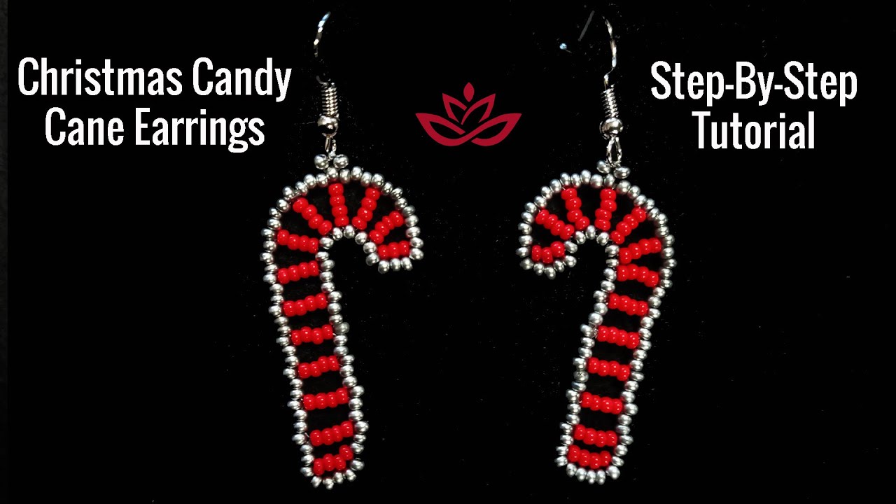 Christmas Candy Cane Earrings - Tutorial. How to make beaded candy cane?