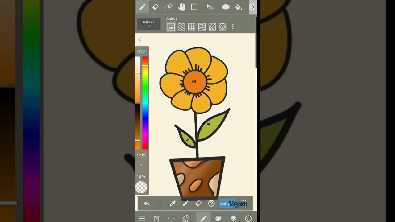 Gambar bunga simpel [pemula]  di medibangpaint android 🌷#sharetutorial #shortvideo #ngeshortsbareng