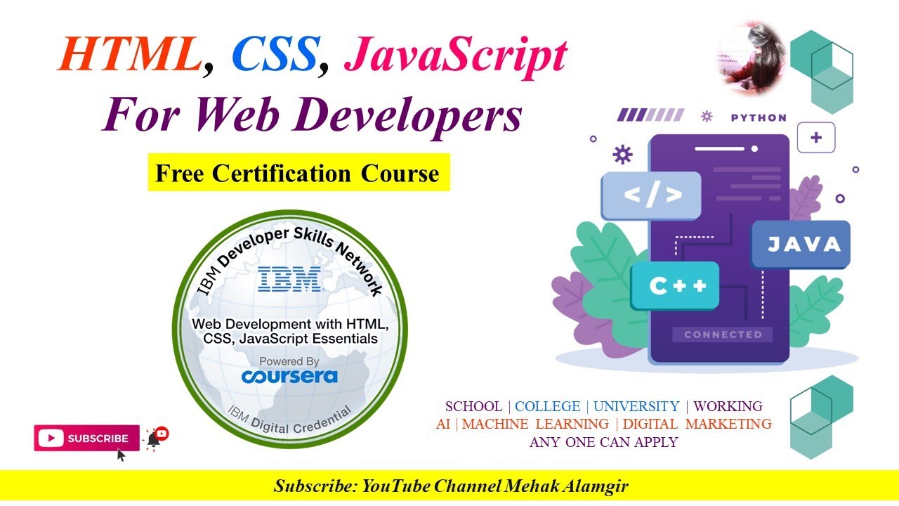 HTML,CSS, JavaScript Free Course with Certificate 2023