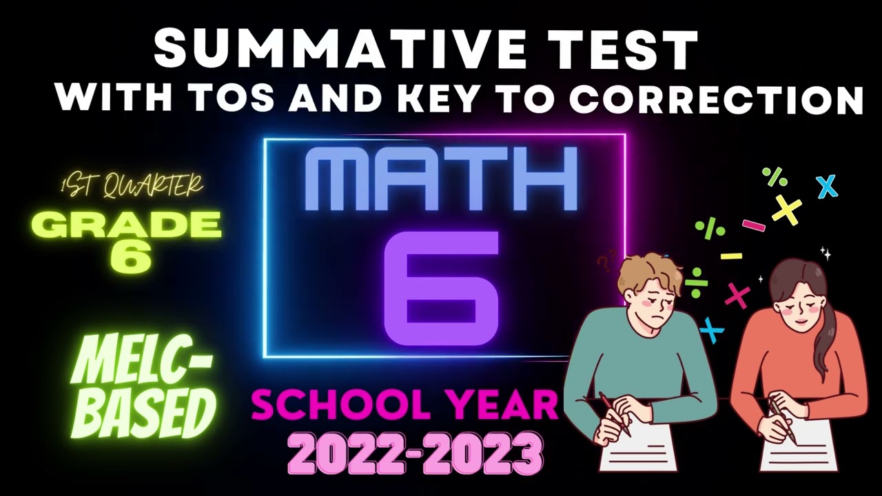 SUMMATIVE TEST IN MATH 6 WITH TOS AND KEY TO CORRECTION