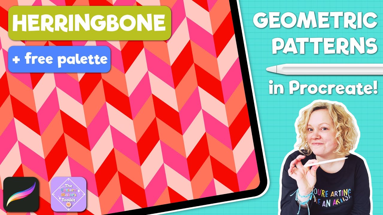 Herringbone Pattern in Procreate | Bright & Fun Geometric Tutorial + Free Palette!