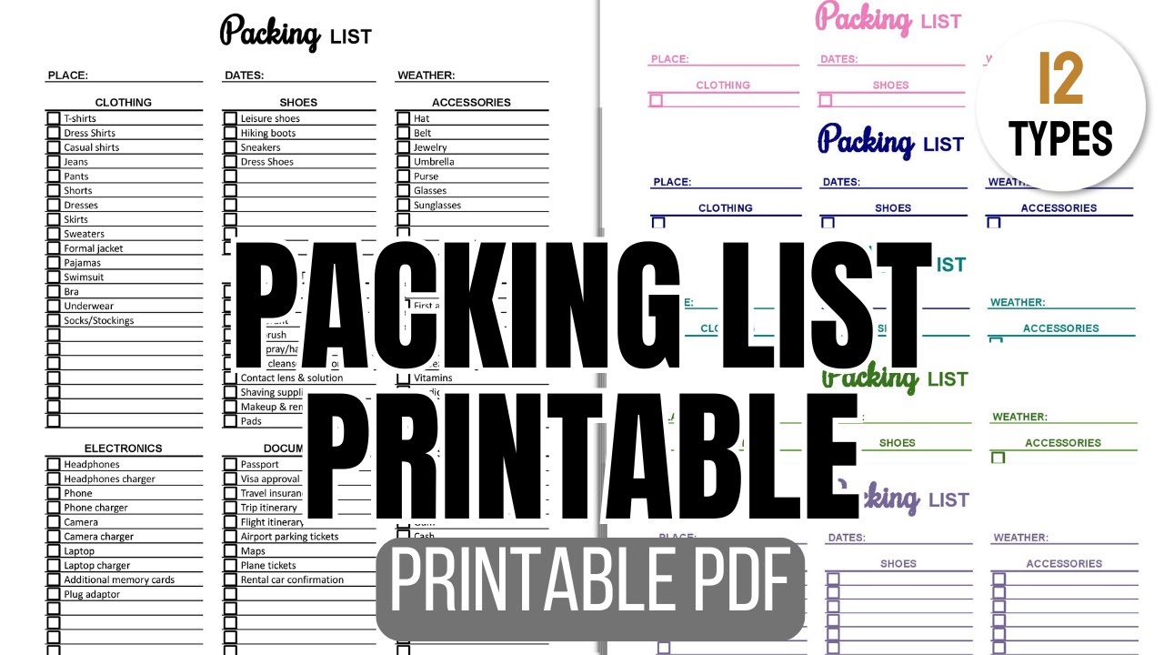 Packing List Printable (PDF & Google Sheets)