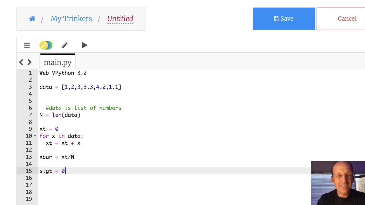 Building a Standard Deviation Function in Web VPython