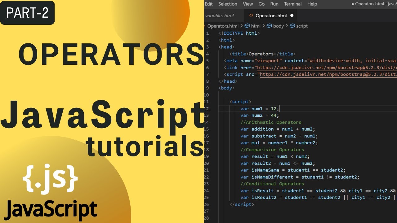 Operators In JavaScript | JavaScript Tutorial | JavaScript tutorial for beginners | Part 2