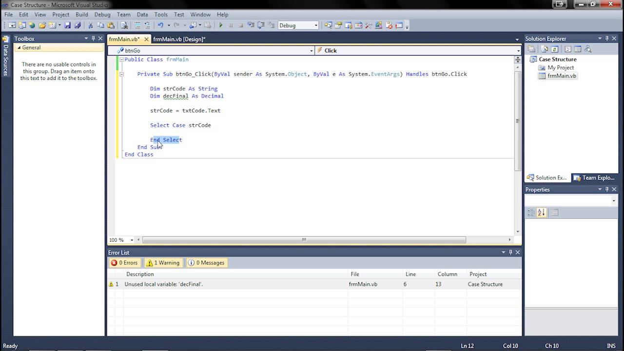 Visual Basic Programming Tutorial #7: Select Case