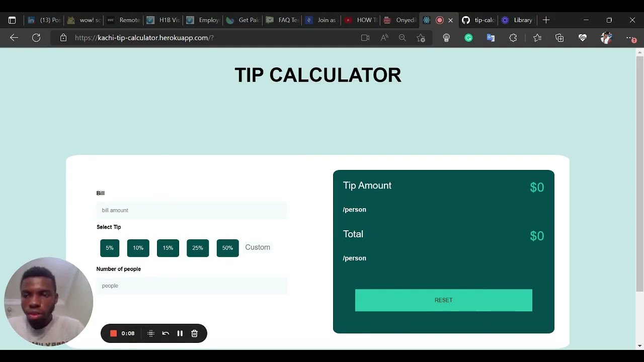 Tip Calculator React App by KACHI