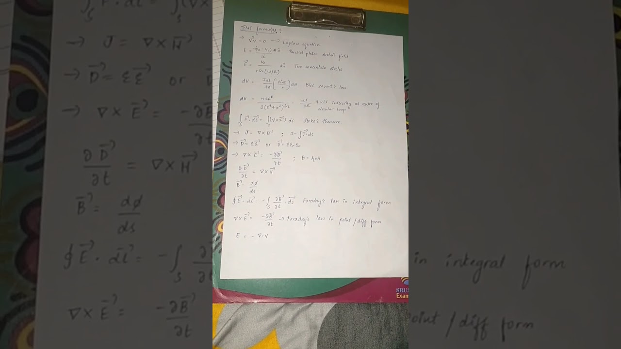 Formula list emft,biot savart law,faraday's law #emft #4thsemece