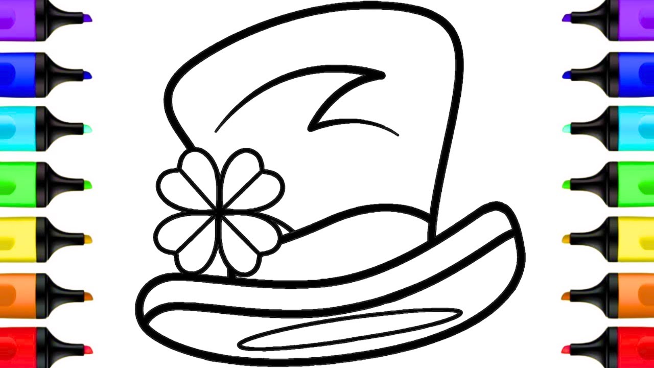 Shamrock Leprechaun Hat Coloring Pages | St. Patrick's Day Coloring Book Pages Art