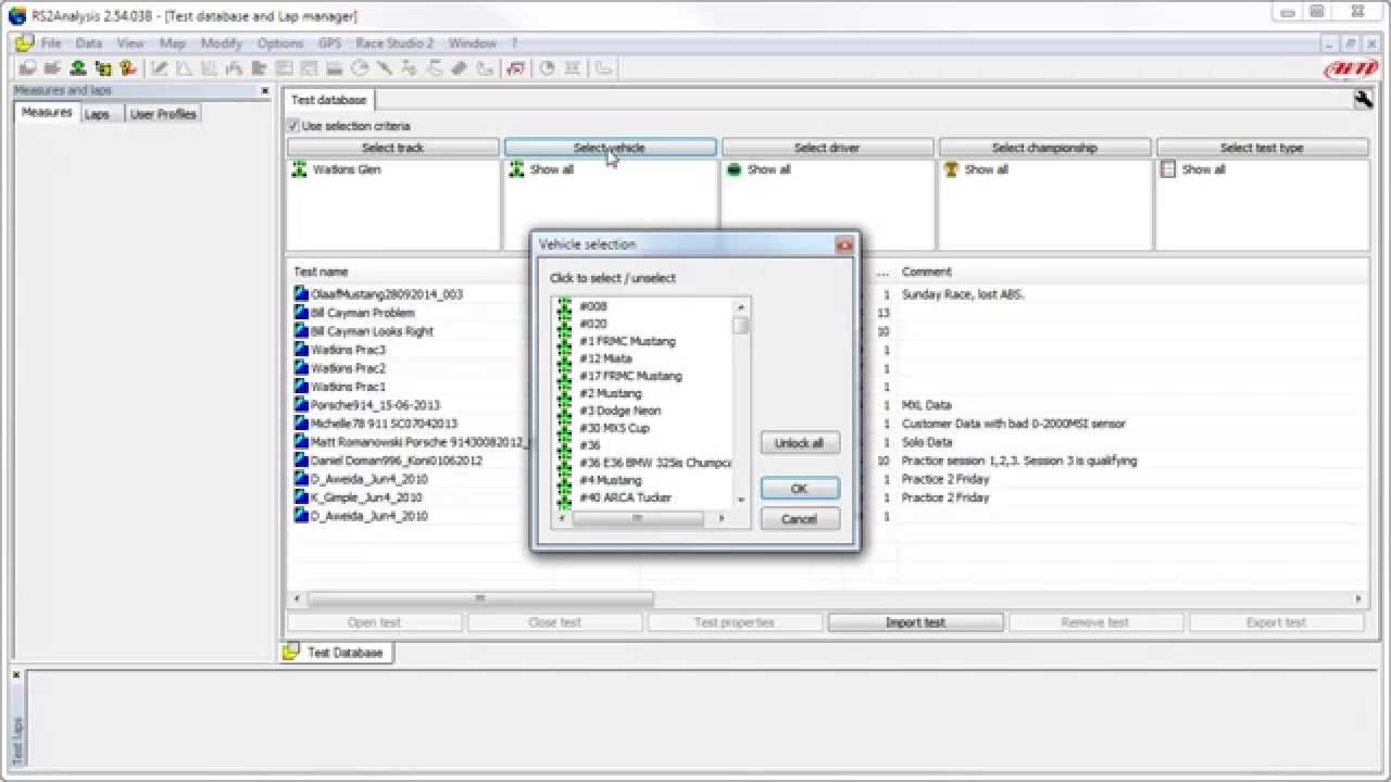 Using the Selection Criteria Function in Race Studio 2