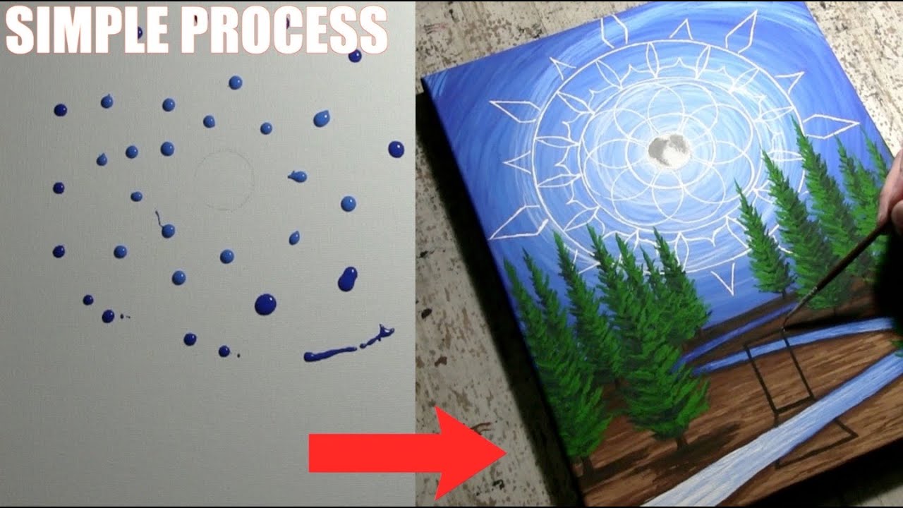 Satisfying Acrylic Painting / Nighttime Forest Landscape