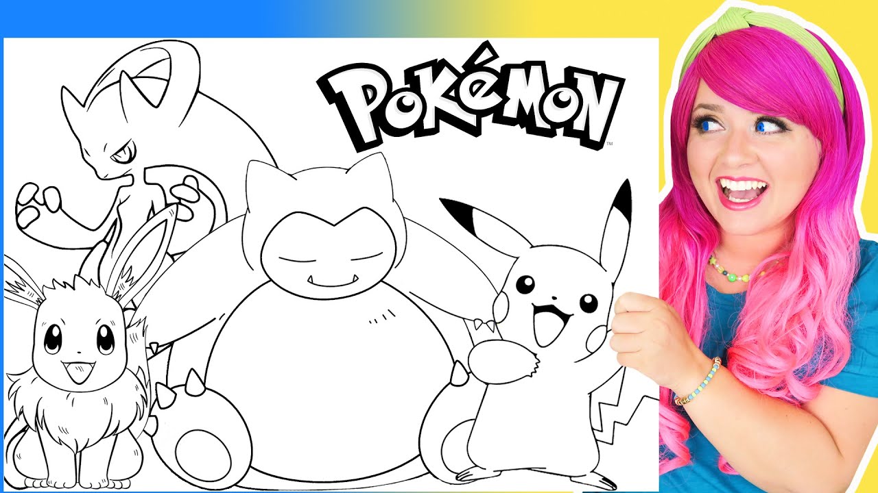 Coloring Pokémon Coloring Pages | Pikachu, Eevee, Snorlax & Mewtwo Pokemon Coloring Videos