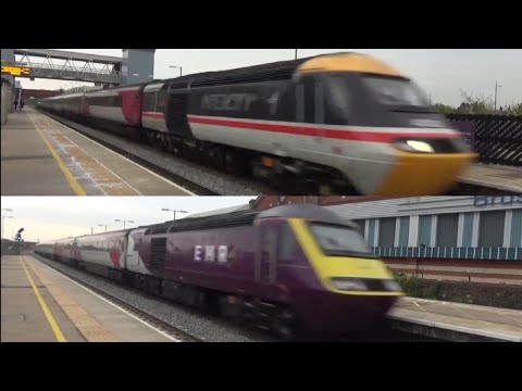 Intercity Swallow 43102 'The Journey Shrinker and EMR Purple Livery 43274 at Loughborough 27/4/21