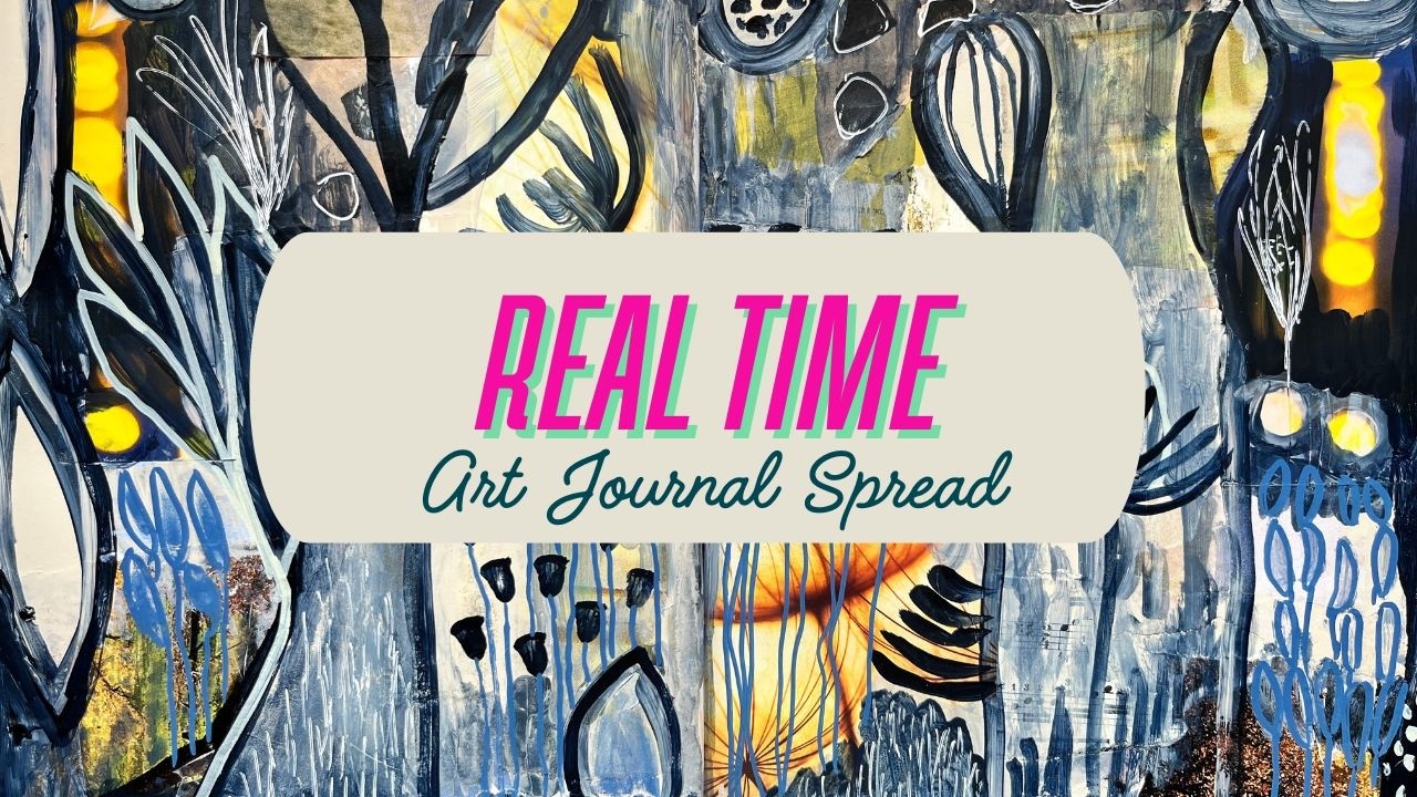 Blue & Yellow Floral Landscape – Calm | Art Journal Real Time