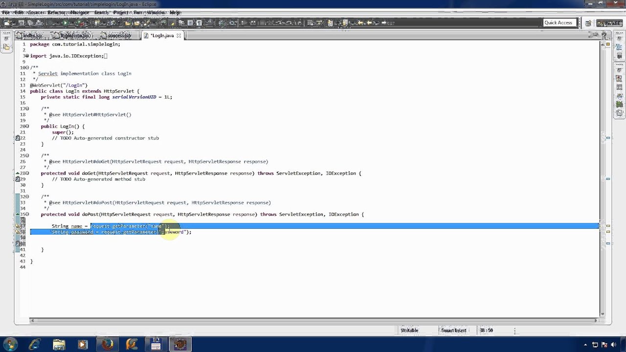 Java Beginner Tutorial - How to write a simple jsp login form with session
