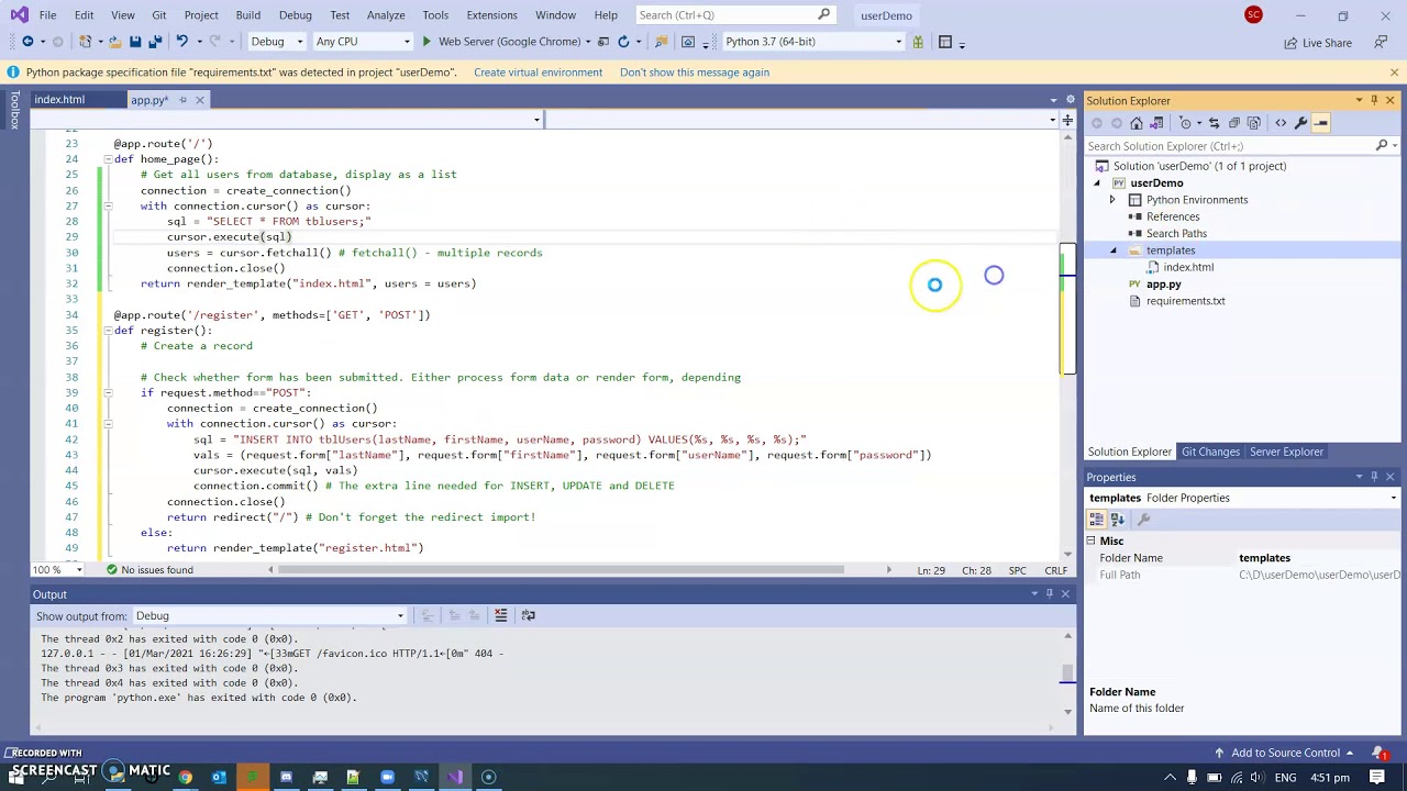 Flask users video 4 - registering users