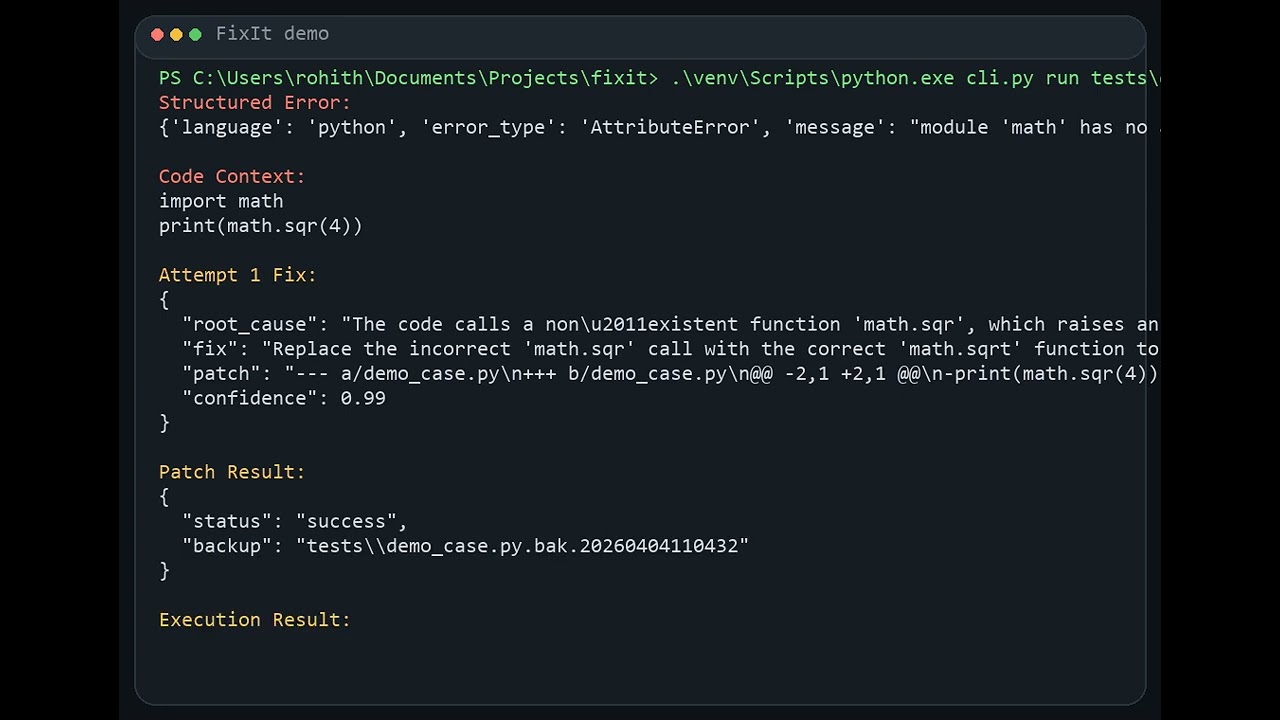 I built a CLI tool that fixes Python errors and verifies them automatically