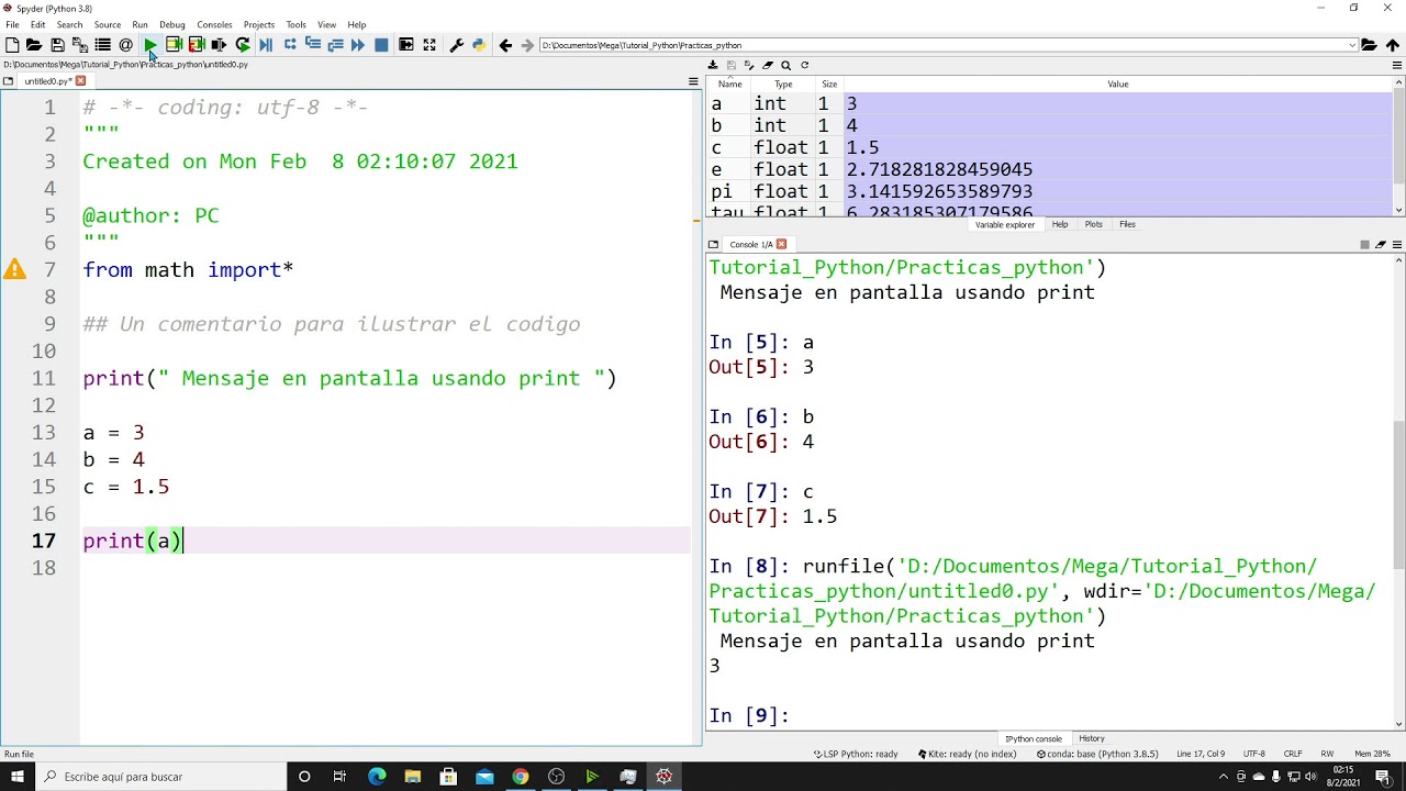 Python Tutorial 1 - Operaciones básicas - parte 2-2
