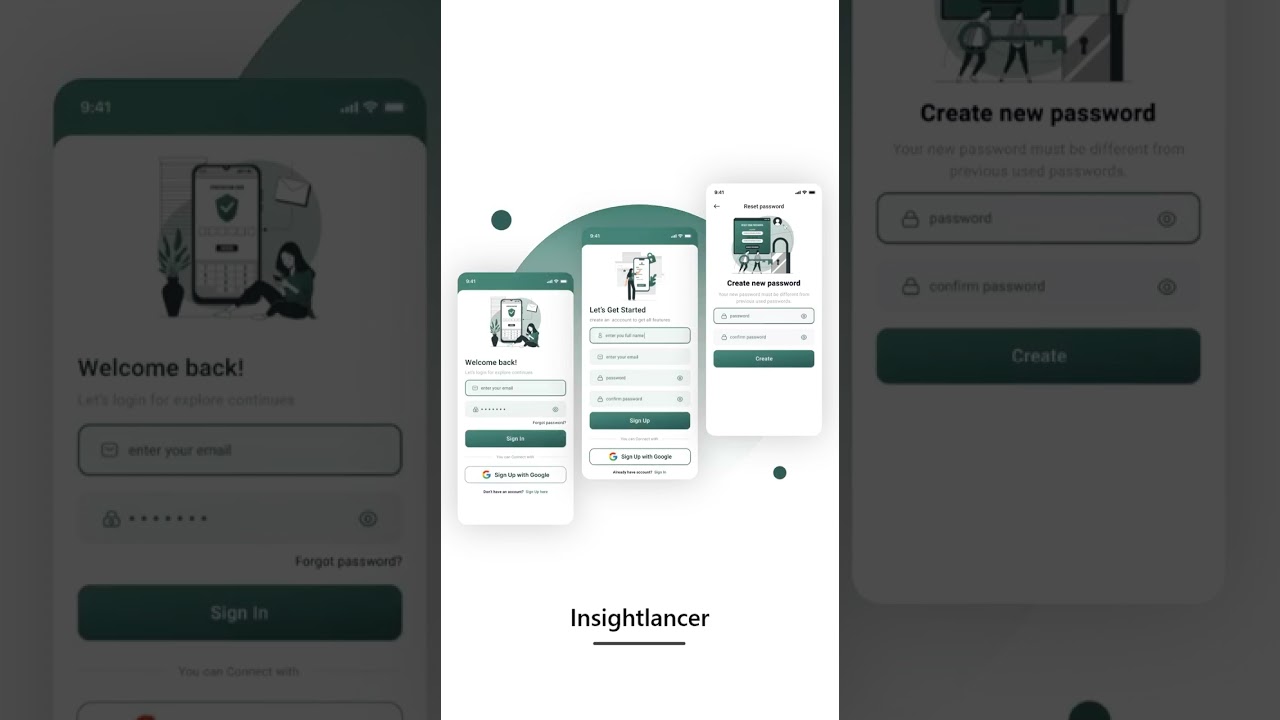 Creative & Modern UI design of Authentication Screen (sign-up, sign-in, forgot password).