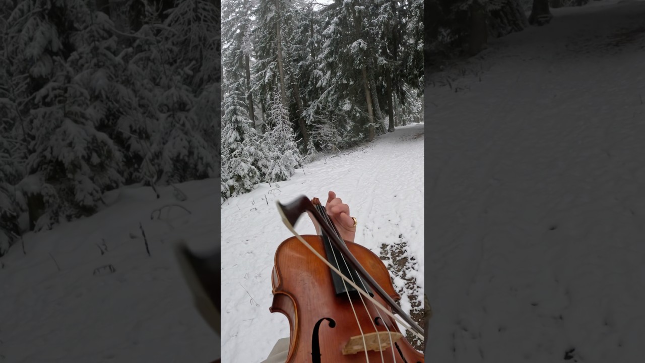 Carol of the bells 🔔 babyyyy #violin #snow #winter #mountains #music