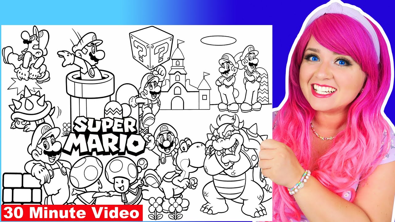 Coloring Mario, Luigi, Yoshi & Bowser Coloring Pages | 30 Minutes Super Mario Bros. Coloring Videos