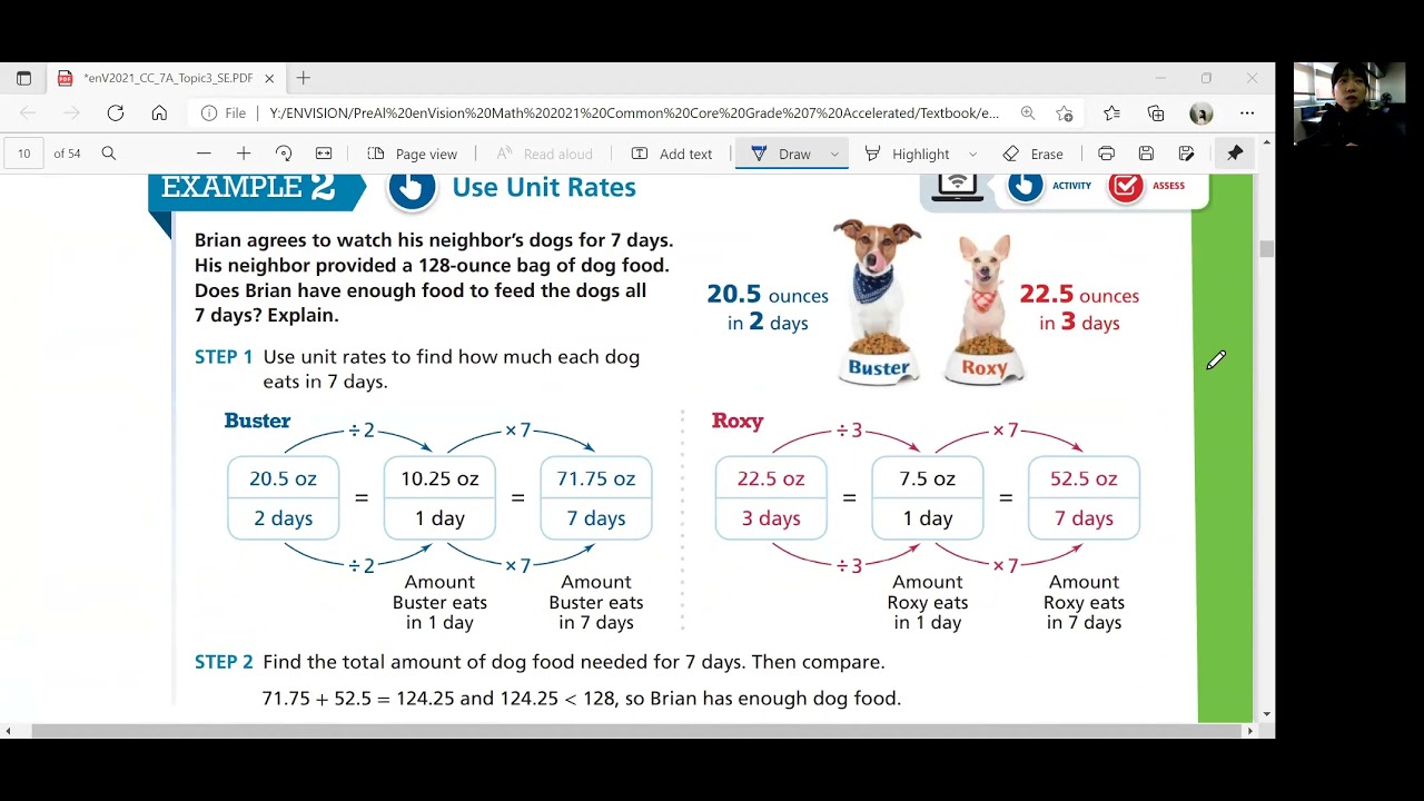 EnVision Grade 7 Accelerated Pre-Algebra Lesson 3-1: Connect Ratios, Rates, and Unit Rates