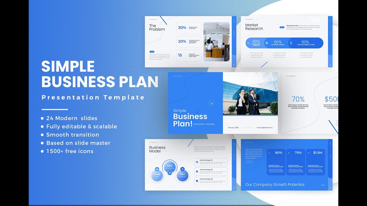 Elevate Your Business Plan with the Simple Blue Presentation Template