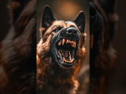 Angry German shepherd dog barking 😨😰