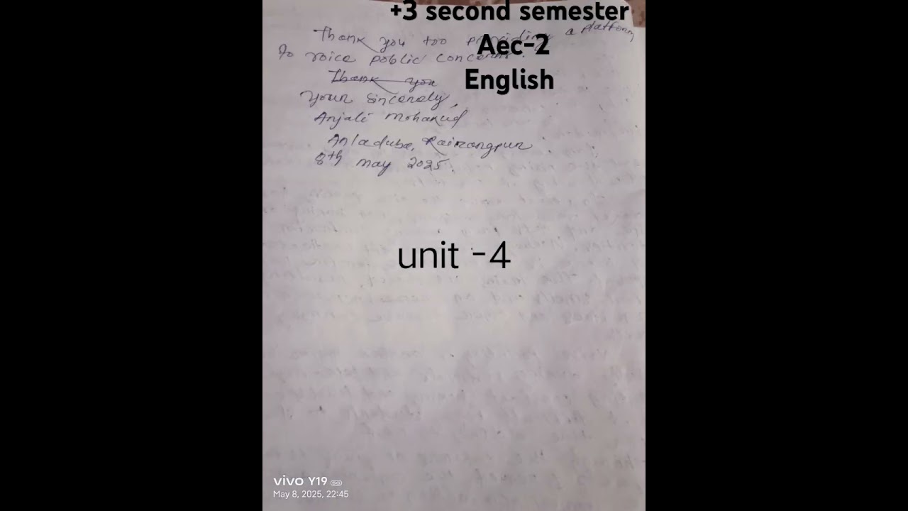 +3 second semester AEC 2 English unit 1 Unit 4 for a short video.  @ANJALI_KUMARI318