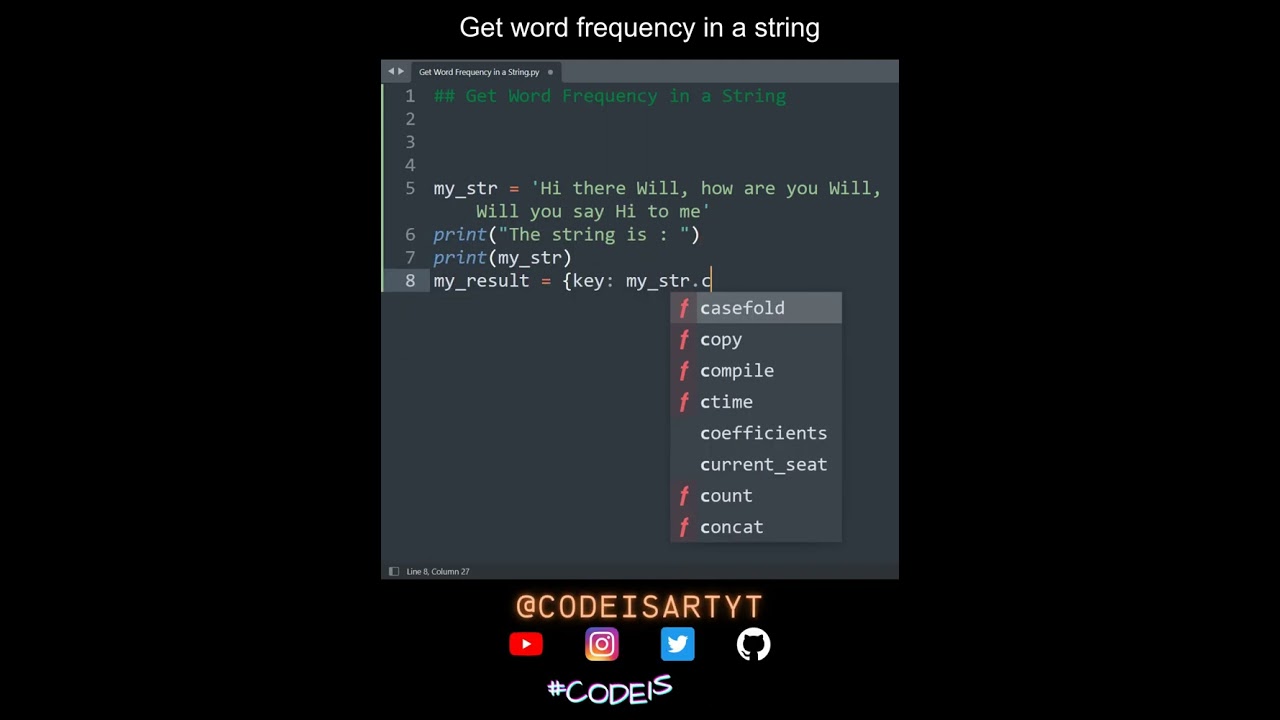 Get word frequency in a string in Python | Python Examples | Python Coding Tutorial | Interview
