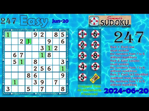247 Sudoku 2024-06-20 Easy #summer