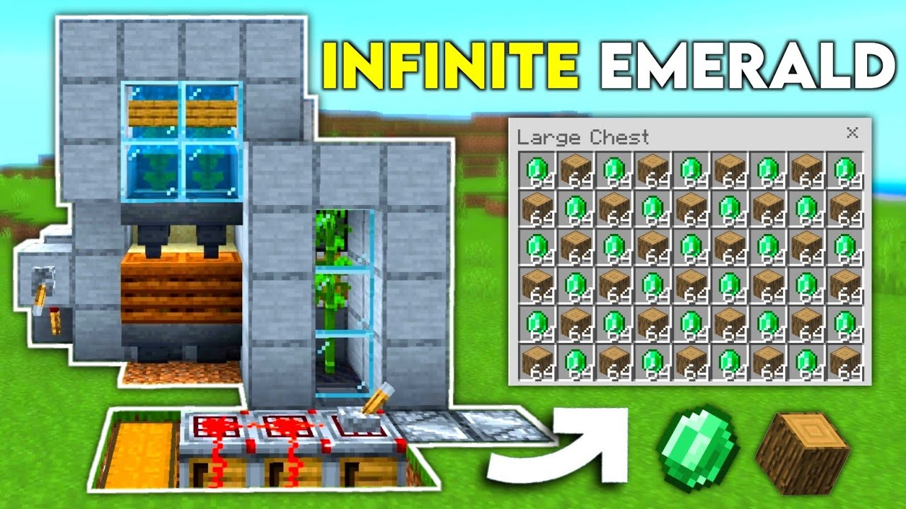 INFINITE Emerald and Wood Farm In Minecraft Bedrock 1.21 - 144 Emerald ...