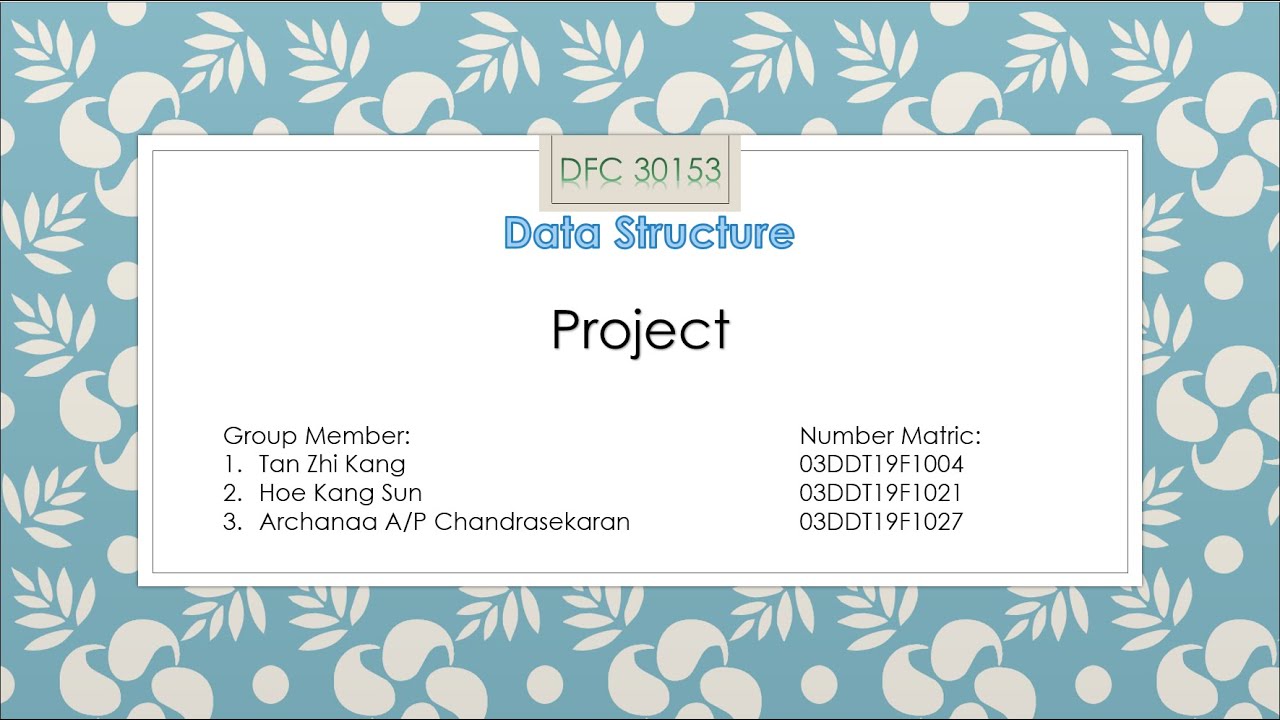 Project Data Structure (Homework Version)